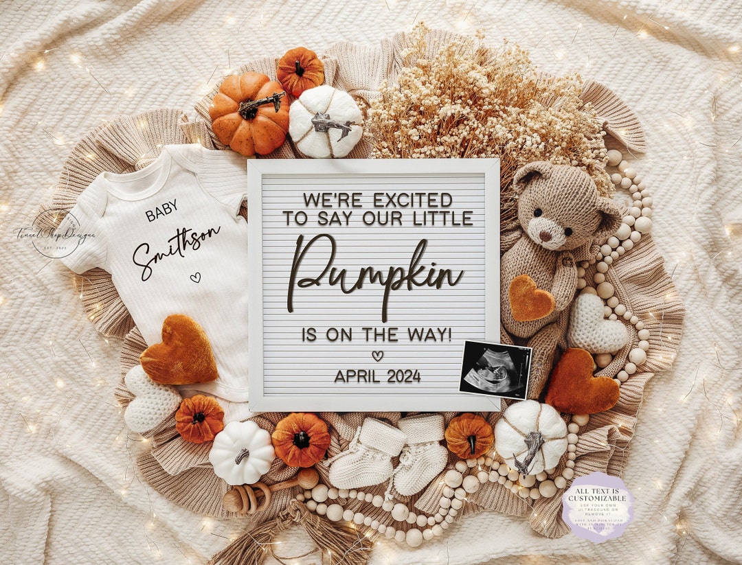 Fall Pregnancy Announcement Digital Autumn Baby Announcement Social ...