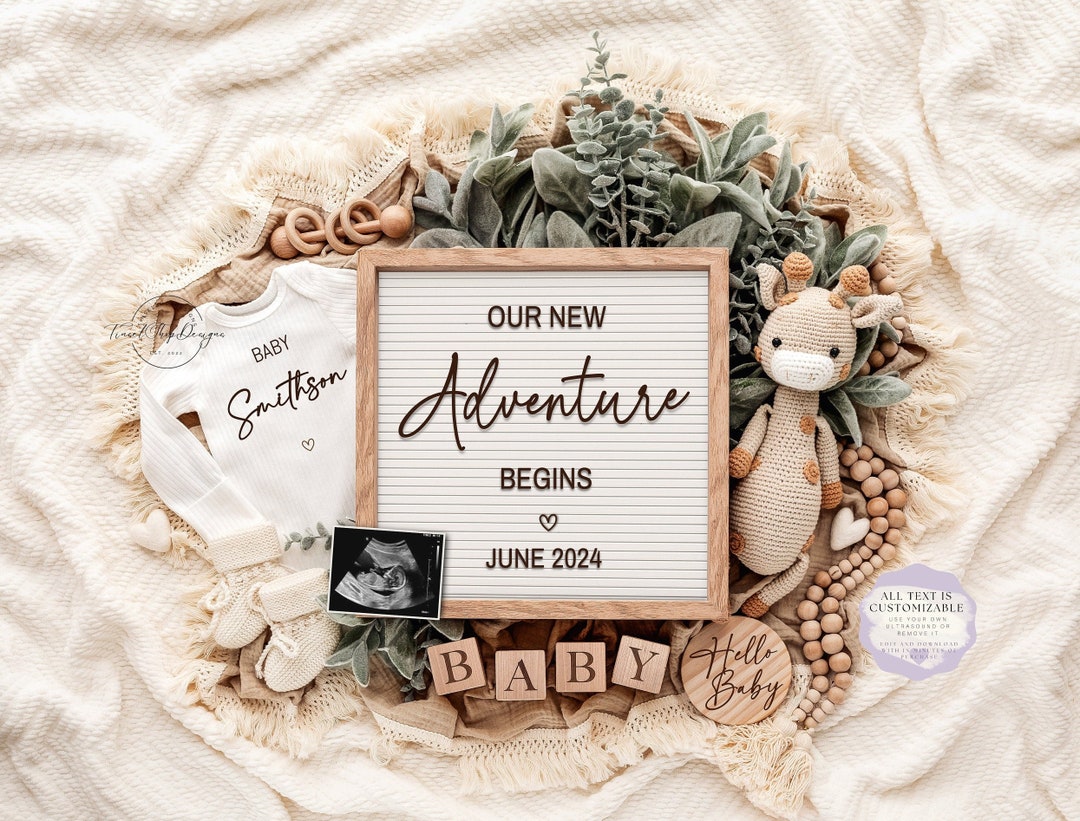 Pregnancy Announcement Digital Baby Announcement Editable Template ...
