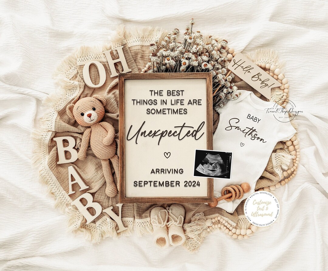 Digital Pregnancy Announcement, Baby Announcement, Gender Neutral ...