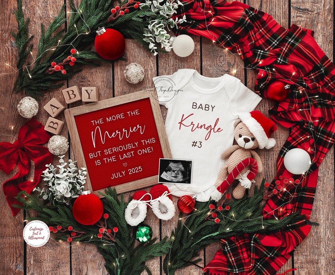 Christmas Pregnancy Announcement Digital, Holiday Baby Announcement ...
