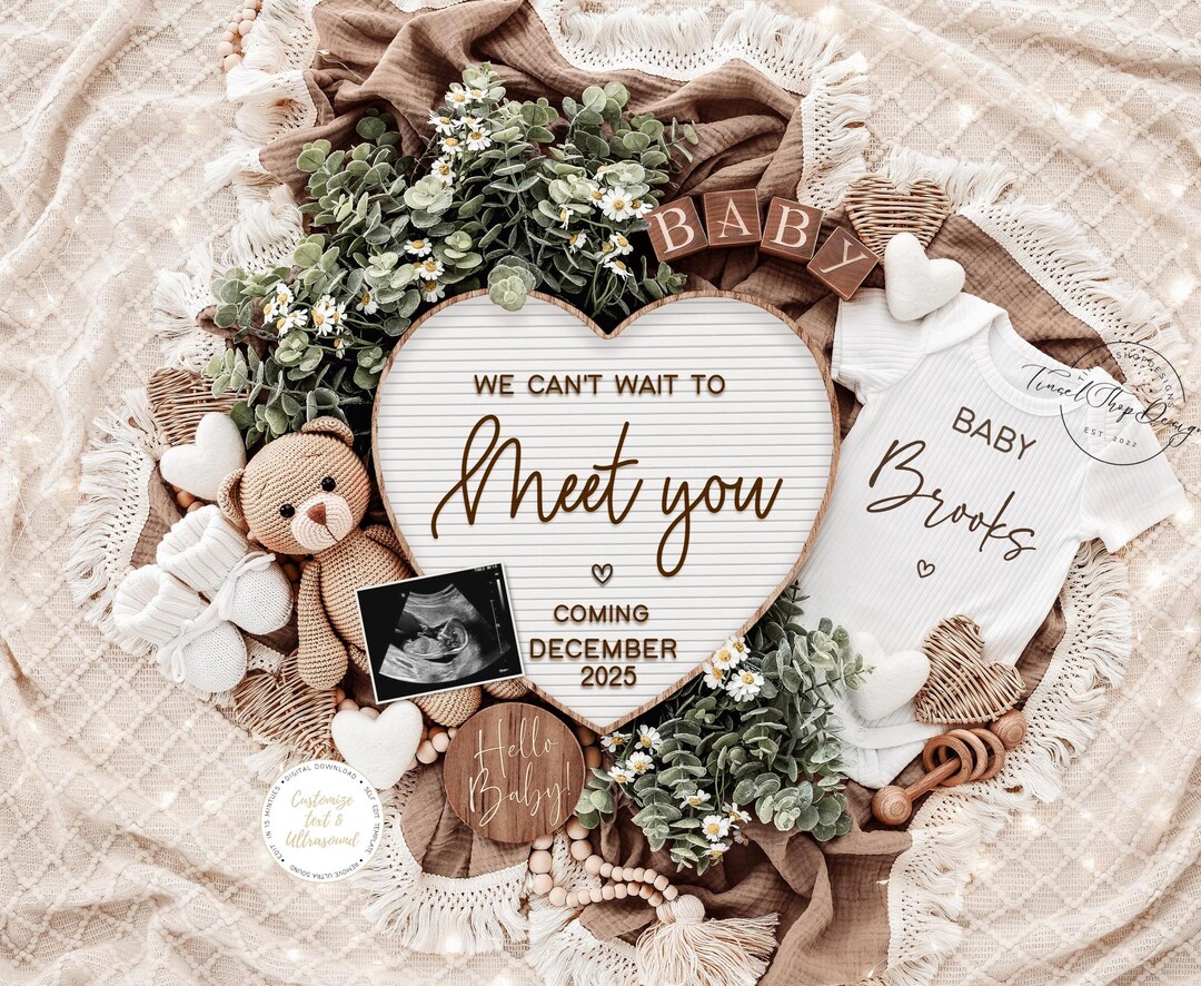 Gender Neutral Pregnancy Announcement Template: Editable Baby Reveal ...
