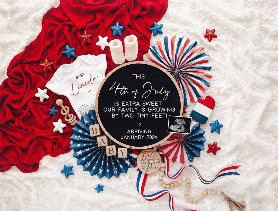 Fourth of July Digital Pregnancy Announcement, , Gender Neutral Baby ...