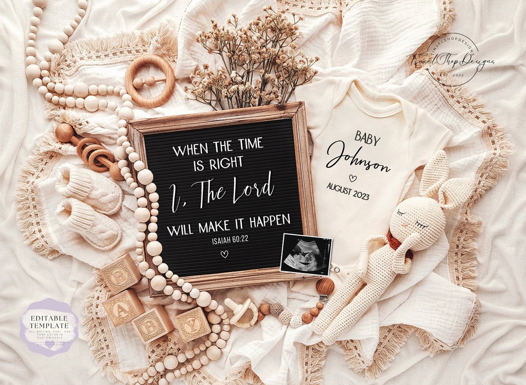 Gender Neutral Pregnancy Announcement: Editable Template (digital ...