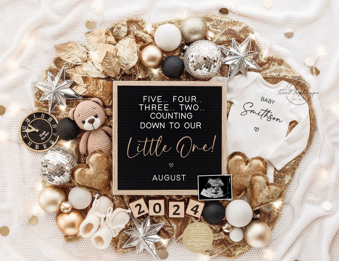 New Year Pregnancy Announcement Digital Baby Announcement 2024 Editable ...