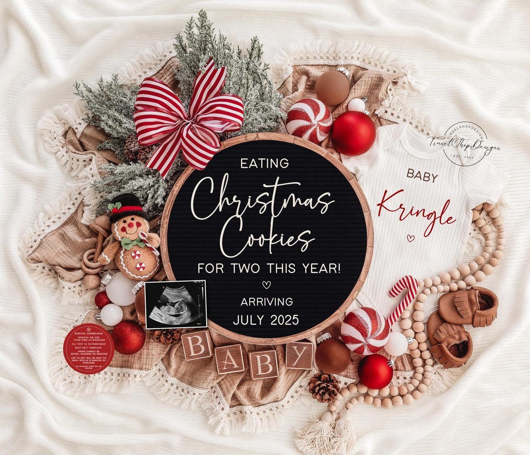 Christmas Pregnancy Announcement: Gingerbread Cookies, Editable ...