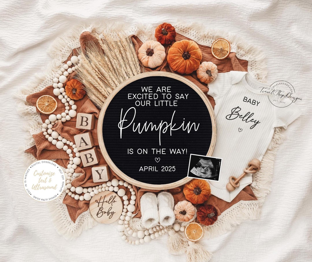 Fall Pregnancy Announcement Digital Gender Neutral Baby Announcement ...