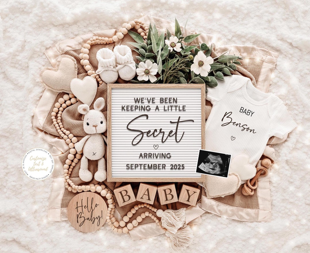 Gender Neutral Pregnancy Announcement: Editable Template (digital ...