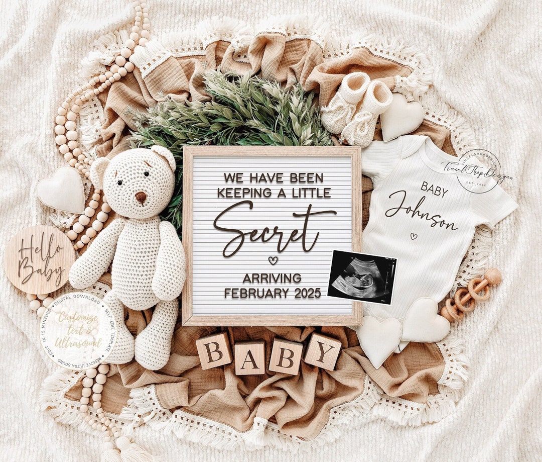 Boho Baby Announcement: Gender Neutral Pregnancy Reveal (digital ...
