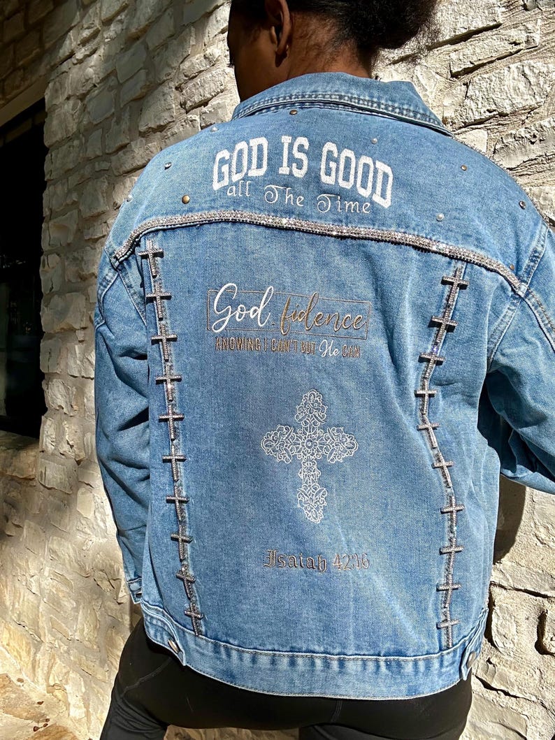 Customizable Christian Denim Jacket, Christian Clothingr, Outerwear ...
