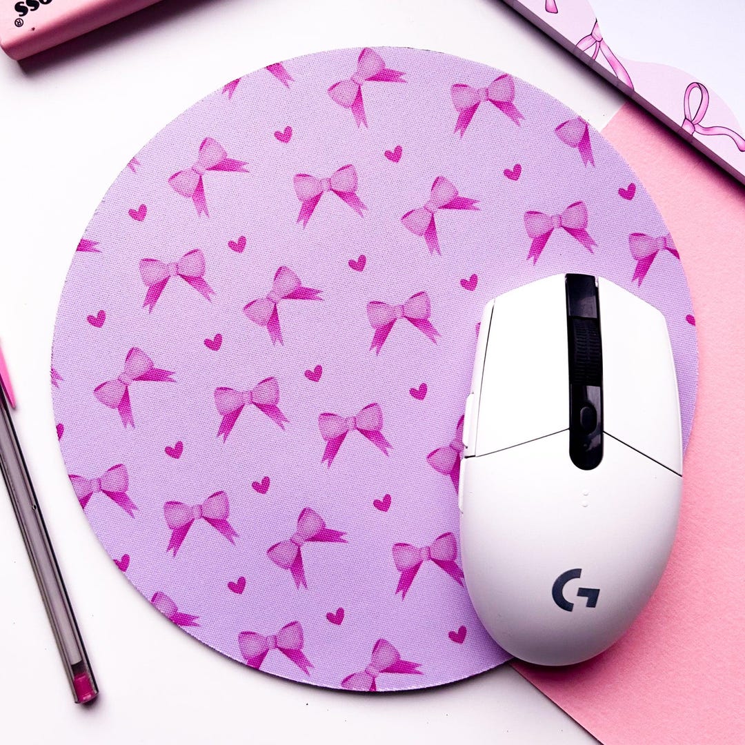 Pink Bow Mouse Mat | Cutesy Gaming Set up | Coquette Accessories ...