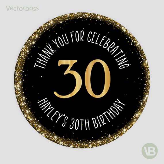 30th Birthday Stickers Personalised Birthday Party Labels - Etsy