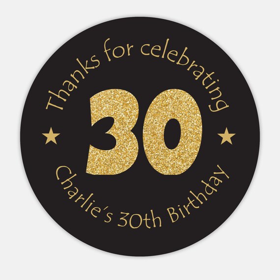 30th Birthday Stickers Personalised Birthday Party Labels - Etsy