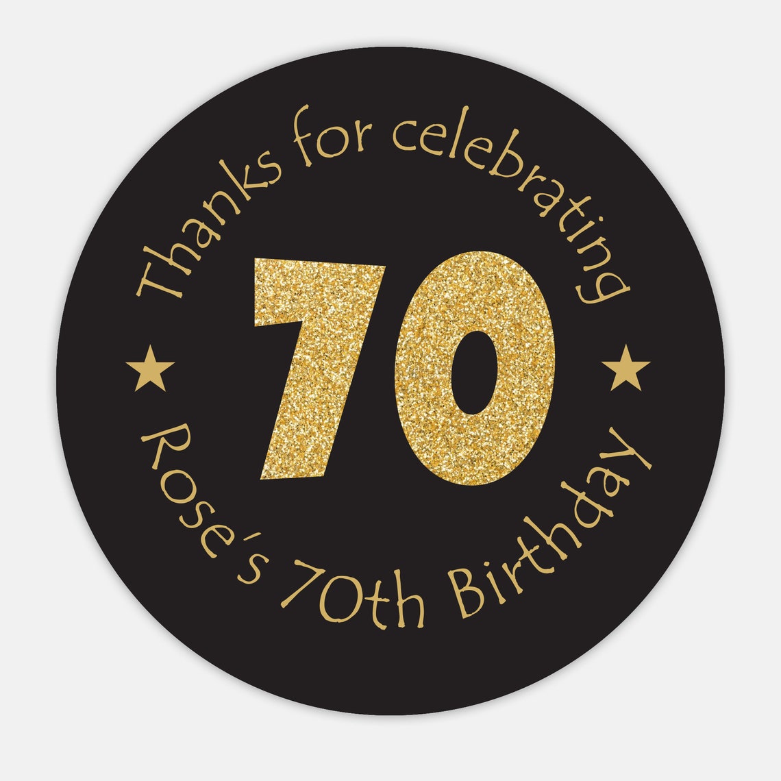 70th Birthday Stickers Personalised Birthday Party Labels | Etsy UK