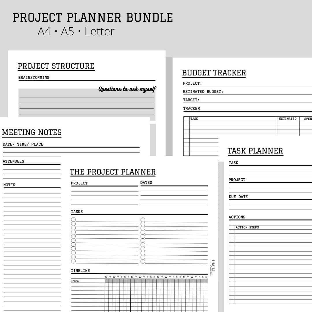 Project PRINTABLE Planner BUNDLE (A4, A5, Us Letter, Filofax) • Project ...
