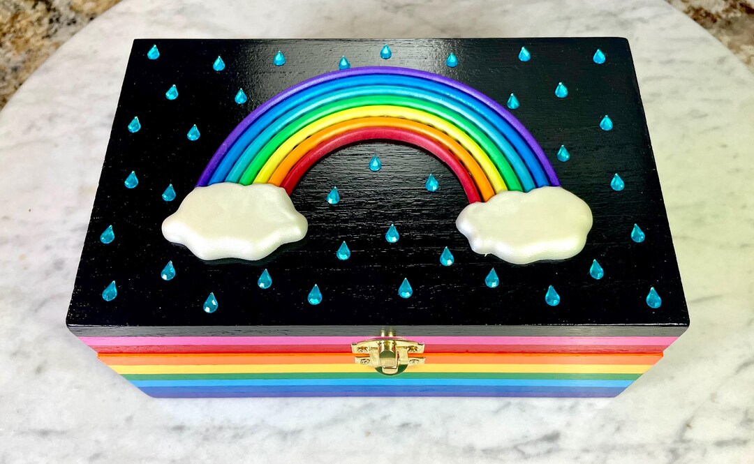 Rainbow Treasure Box, Chakra Box, Tarot Card Box, Gift Box, Keepsake ...