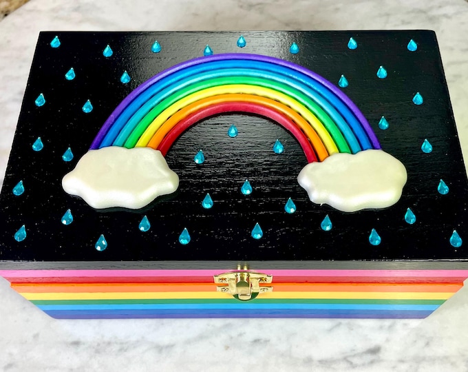 Rainbow Treasure Box, Chakra Box, Tarot Card Box, Gift Box, Keepsake ...