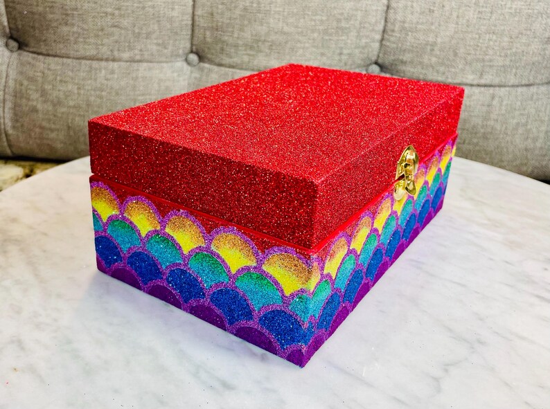 Ruby Red - Rainbow Glitter Mermaid Scales Treasure Chest - Etsy