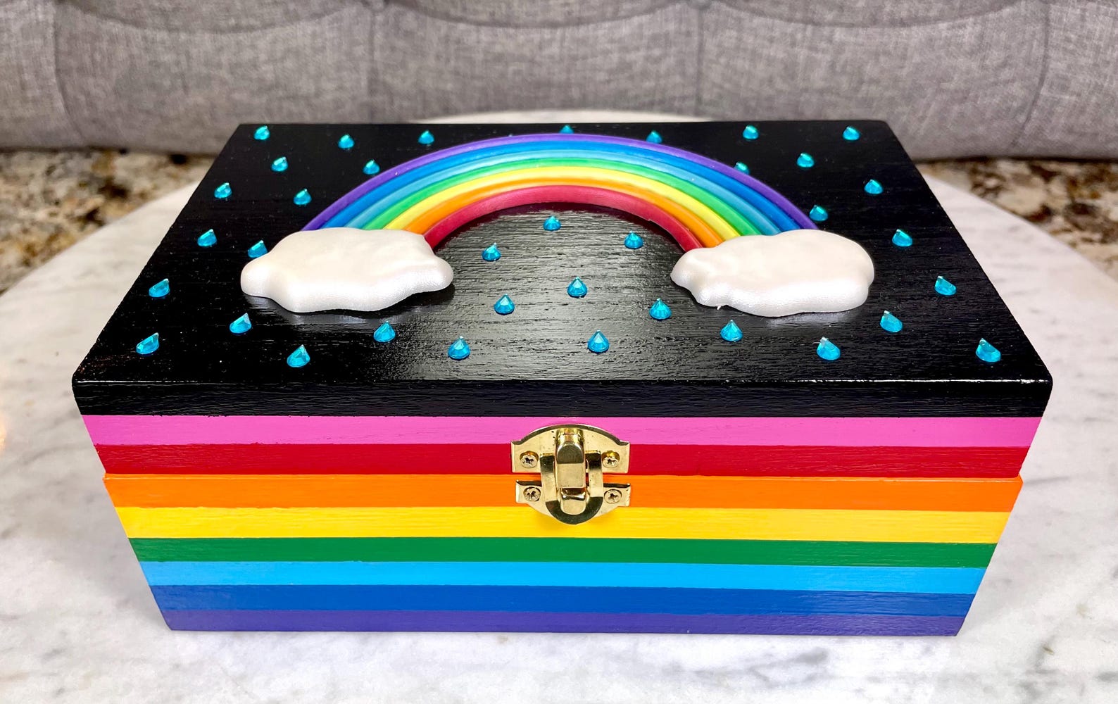 Rainbow Treasure Box, Chakra Box, Tarot Card Box, Gift Box, Keepsake ...