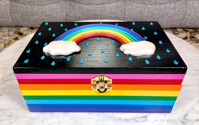 Rainbow Treasure Box, Chakra Box, Tarot Card Box, Gift Box, Keepsake ...