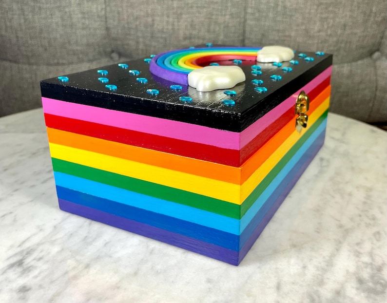 Rainbow Treasure Box, Chakra Box, Tarot Card Box, Gift Box, Keepsake ...