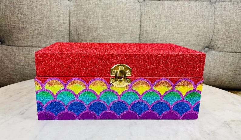 Ruby Red - Rainbow Glitter Mermaid Scales Treasure Chest - Etsy