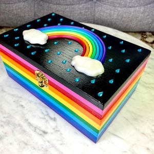 Rainbow Treasure Box, Chakra Box, Tarot Card Box, Gift Box, Keepsake ...
