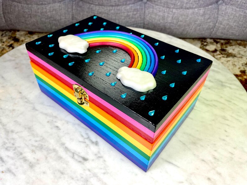 Rainbow Treasure Box, Chakra Box, Tarot Card Box, Gift Box, Keepsake ...