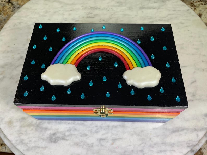 Rainbow Treasure Box, Chakra Box, Tarot Card Box, Gift Box, Keepsake ...