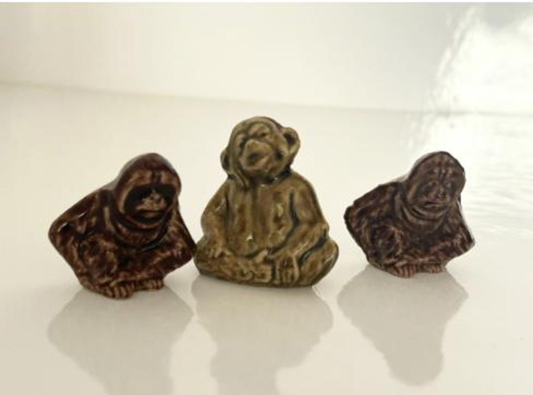 Set of 3 Primates Monkeys Chimpanzees Orangutans Vintage Wade Figurine ...