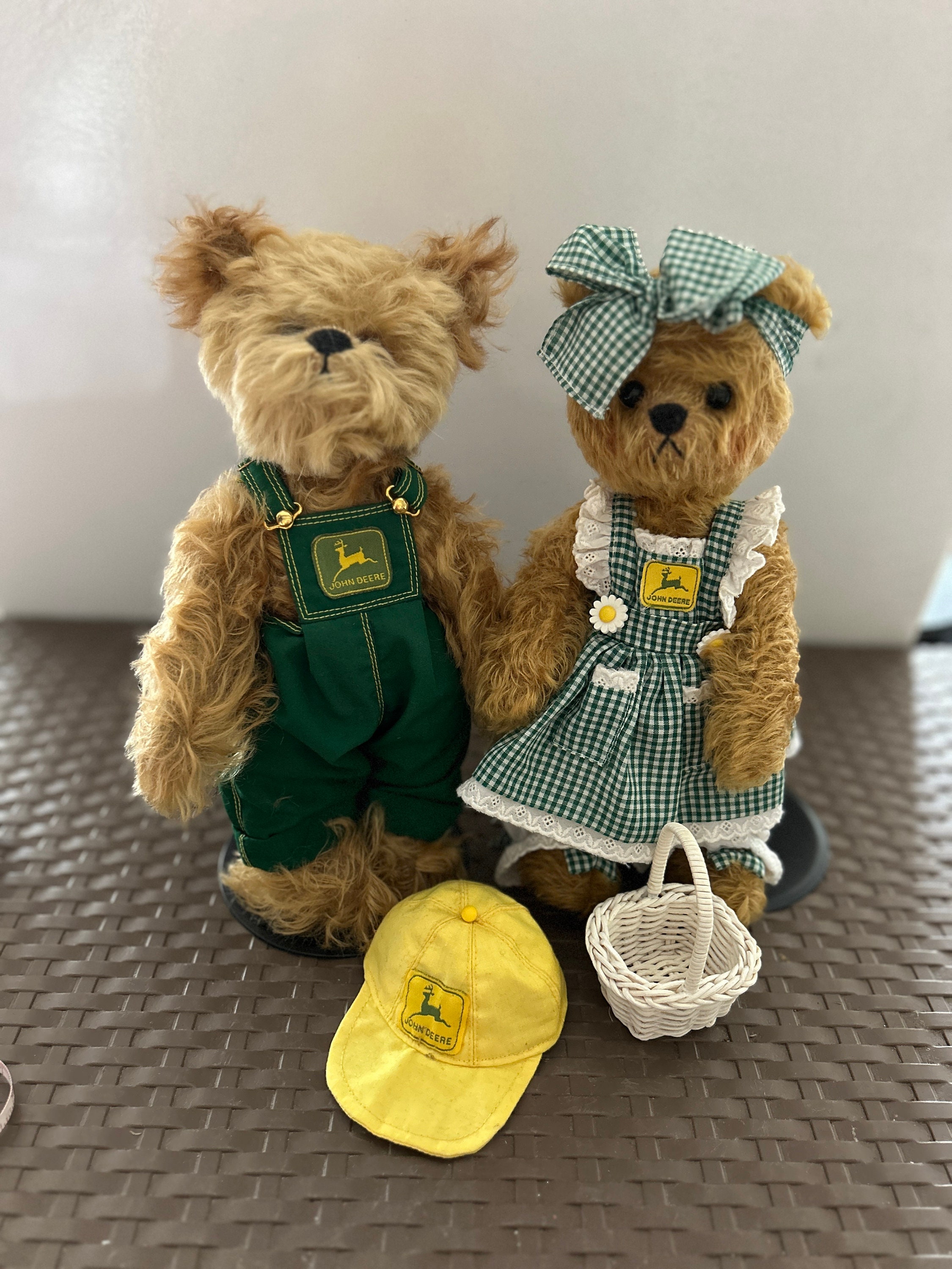 Franklin Mint jamie Gingham & john Deere Pair of Bears, Mohair Bears ...