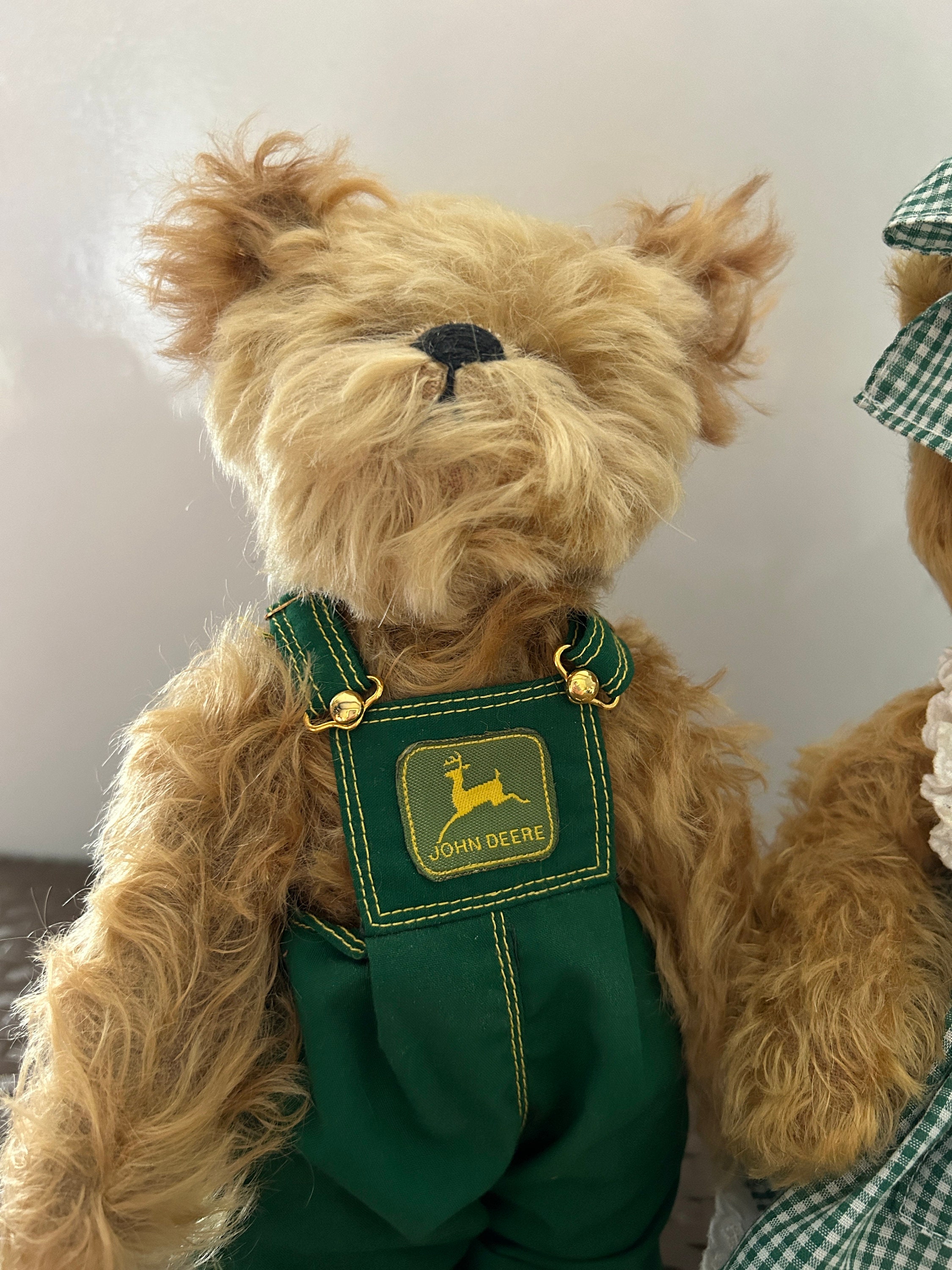 Franklin Mint jamie Gingham & john Deere Pair of Bears, Mohair Bears ...