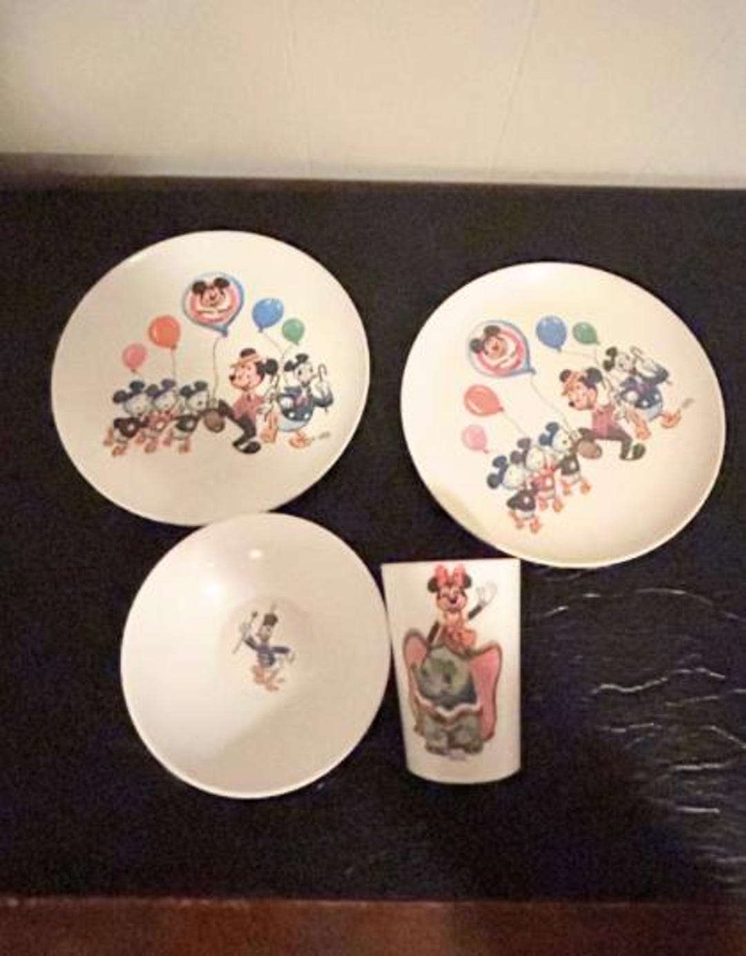 Vintage Sun Valley Melmac Set of 4 Donald Duck Bowl, Dumbo and Minnie ...
