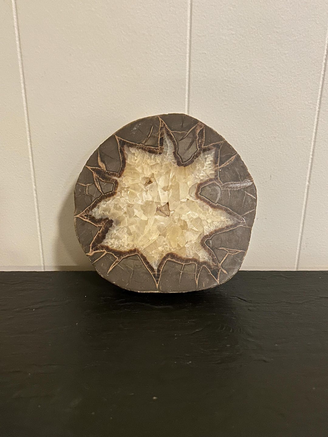 Septarian Nodule Slice Slab Slice Large Dragon Stone Yellow Crystal ...