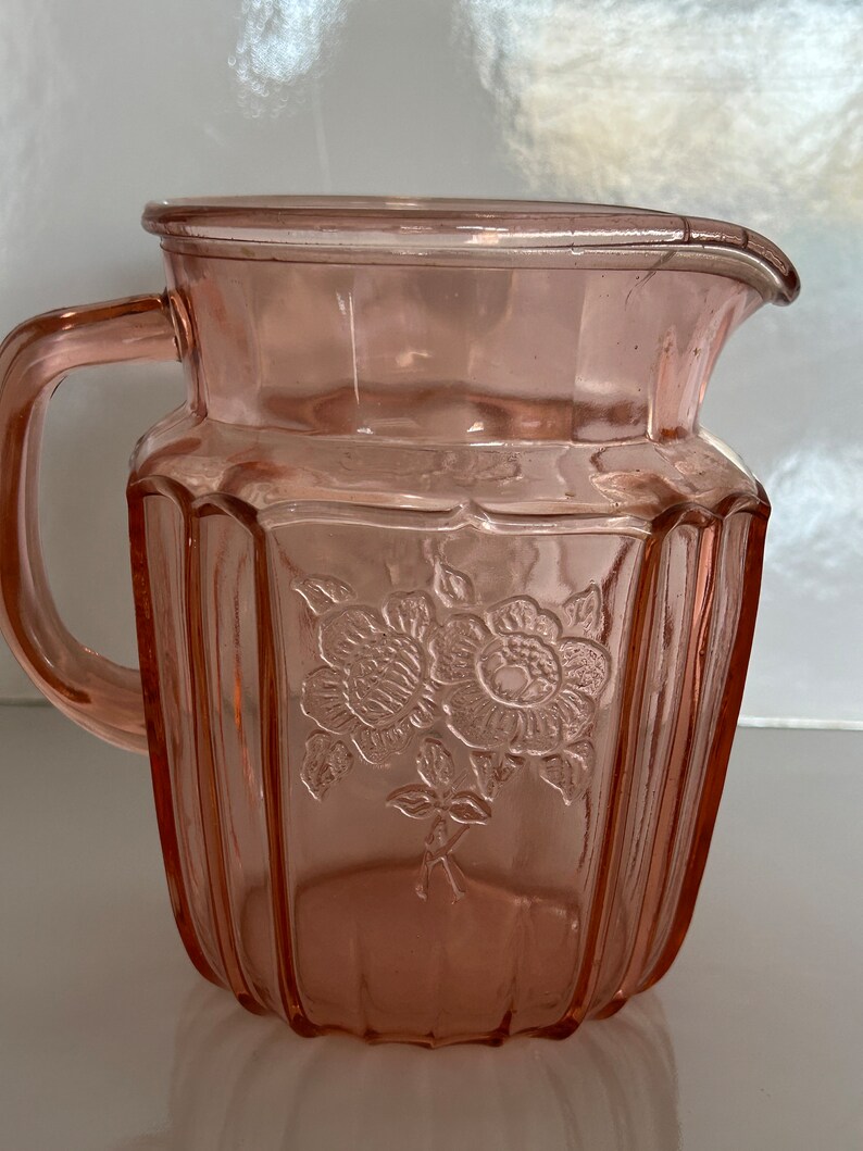 Blush Pink Anchor Hocking MAYFAIR Open Rose Pink Depression Glass Water ...