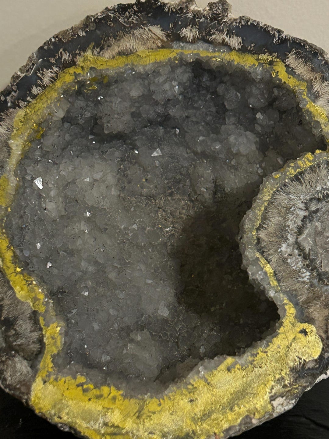 Coconut Geode Half With Smoky Quartz, With Smoky to Golden Banded Agate Glue on Bottom - Etsy