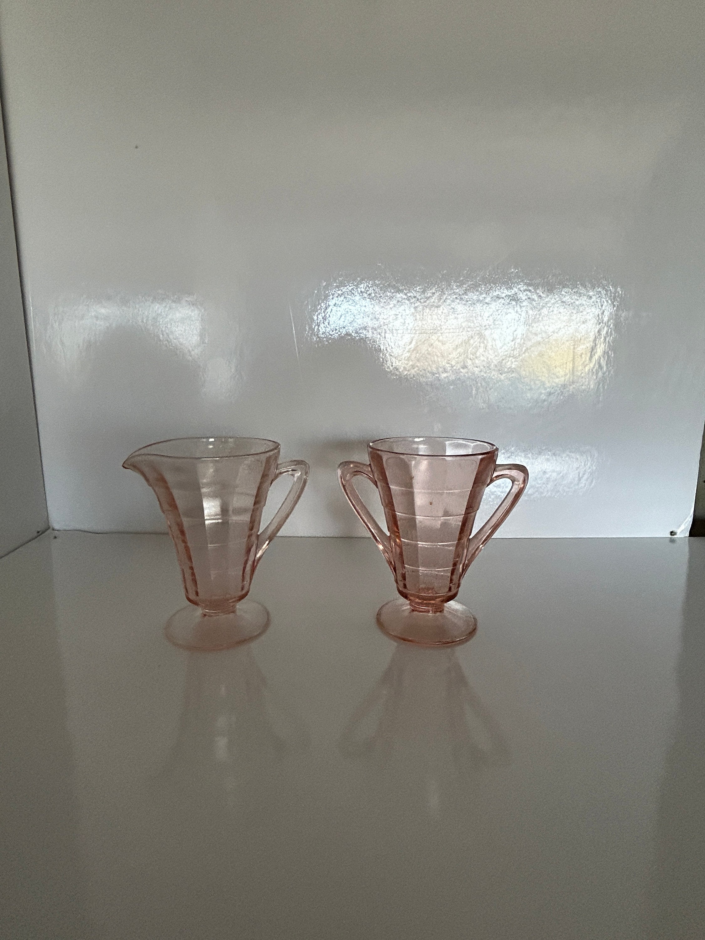 Anchor Hocking Block Optic Pink Depression Glass Cream and - Etsy