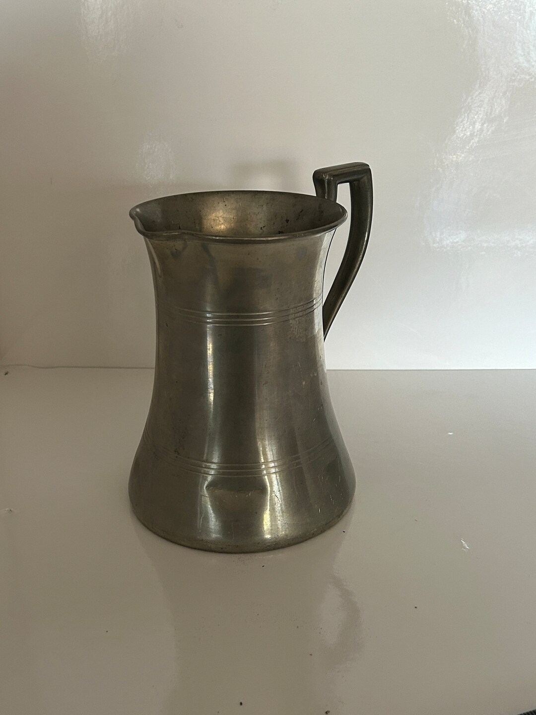 Vintage Pewter Trade Continental Mark 828 Pitcher With Unique Handle ...