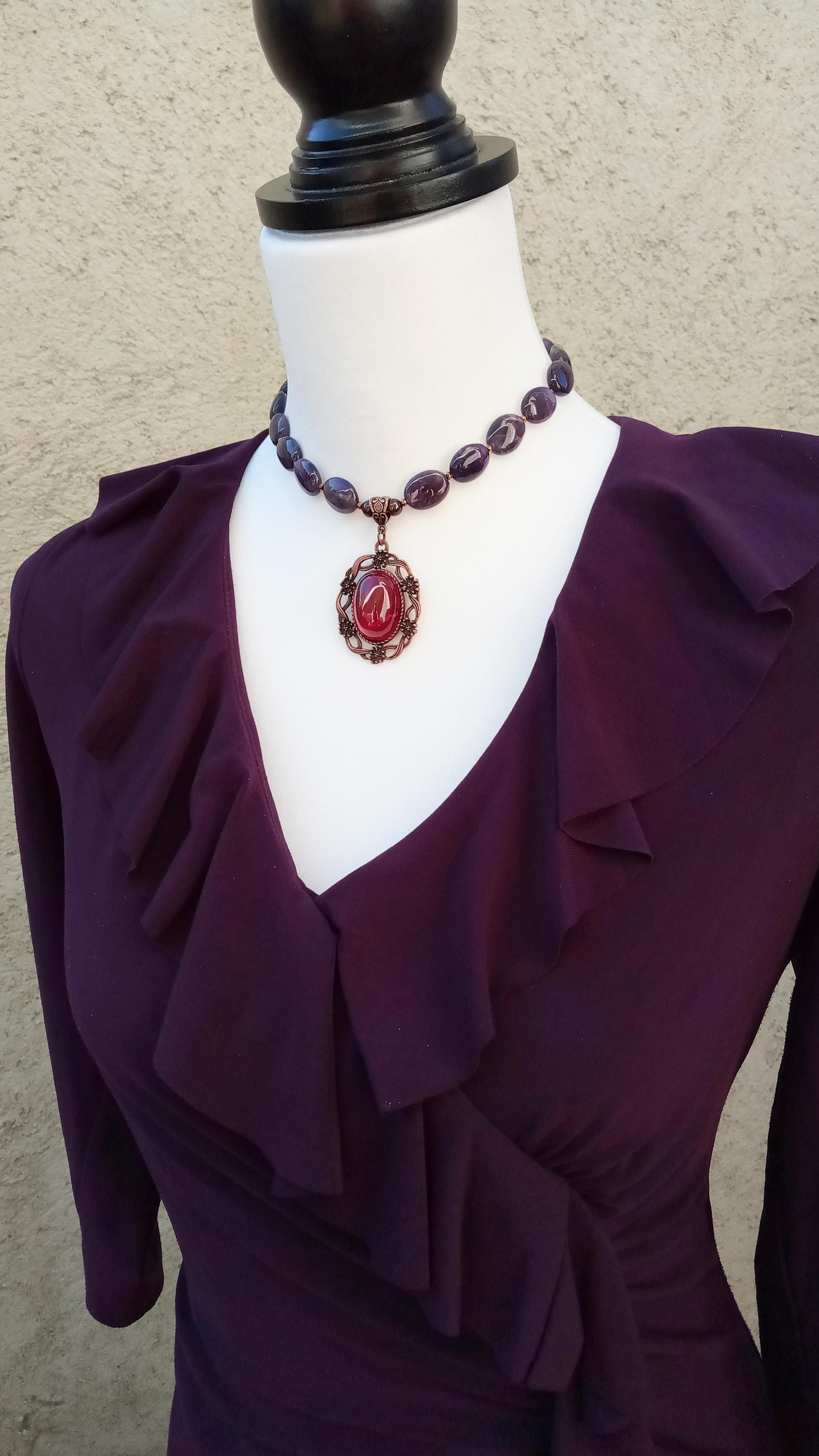 Luscious Red Ruby, Purple Amethyst, Antique Copper Choker - Etsy