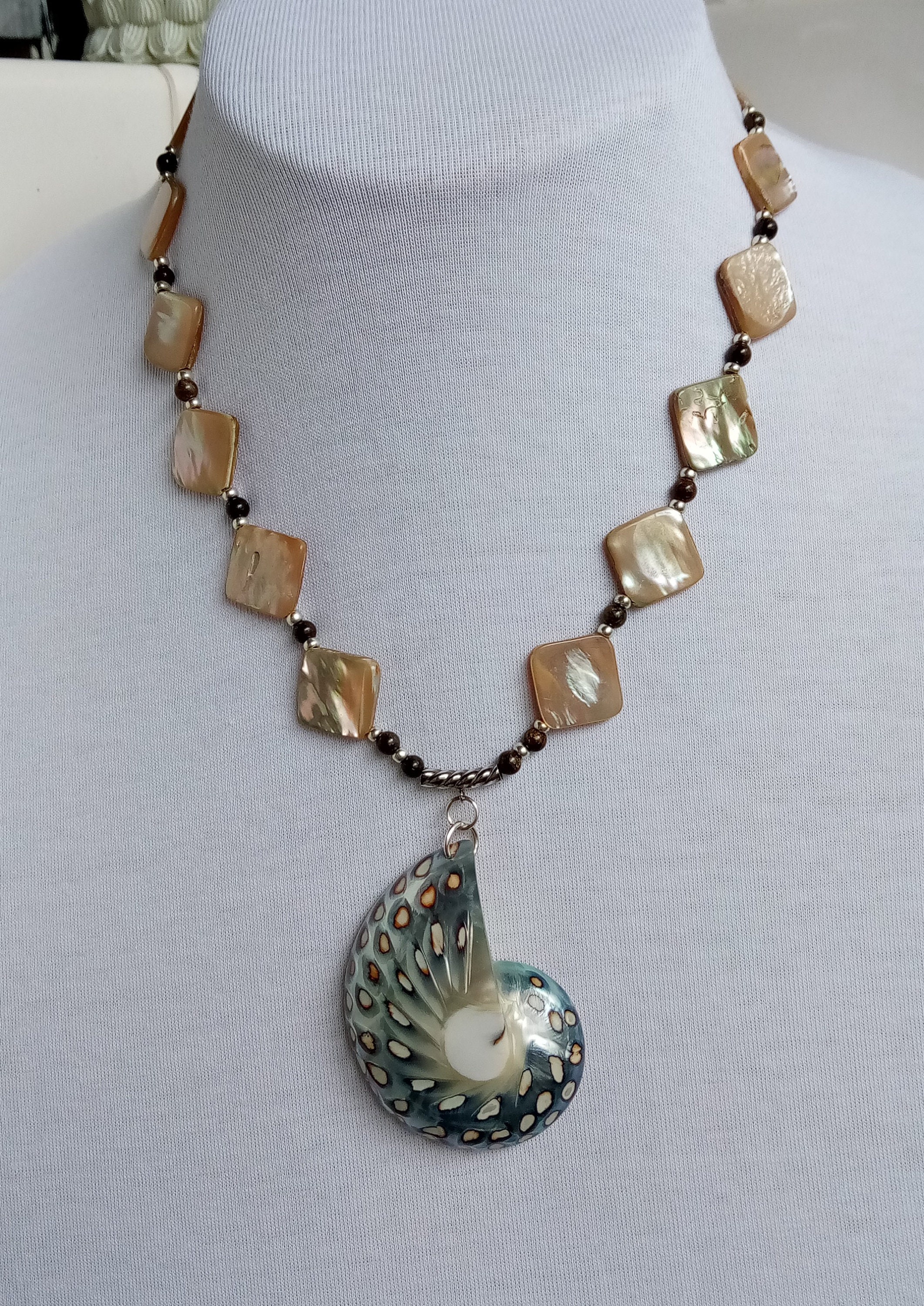 Nautilus Shell and Abalone Necklace - Etsy