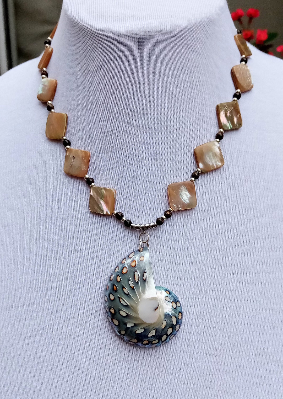 Nautilus Shell and Abalone Necklace - Etsy