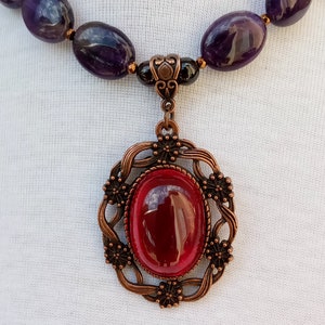 Luscious Red Ruby, Purple Amethyst, Antique Copper Choker - Etsy