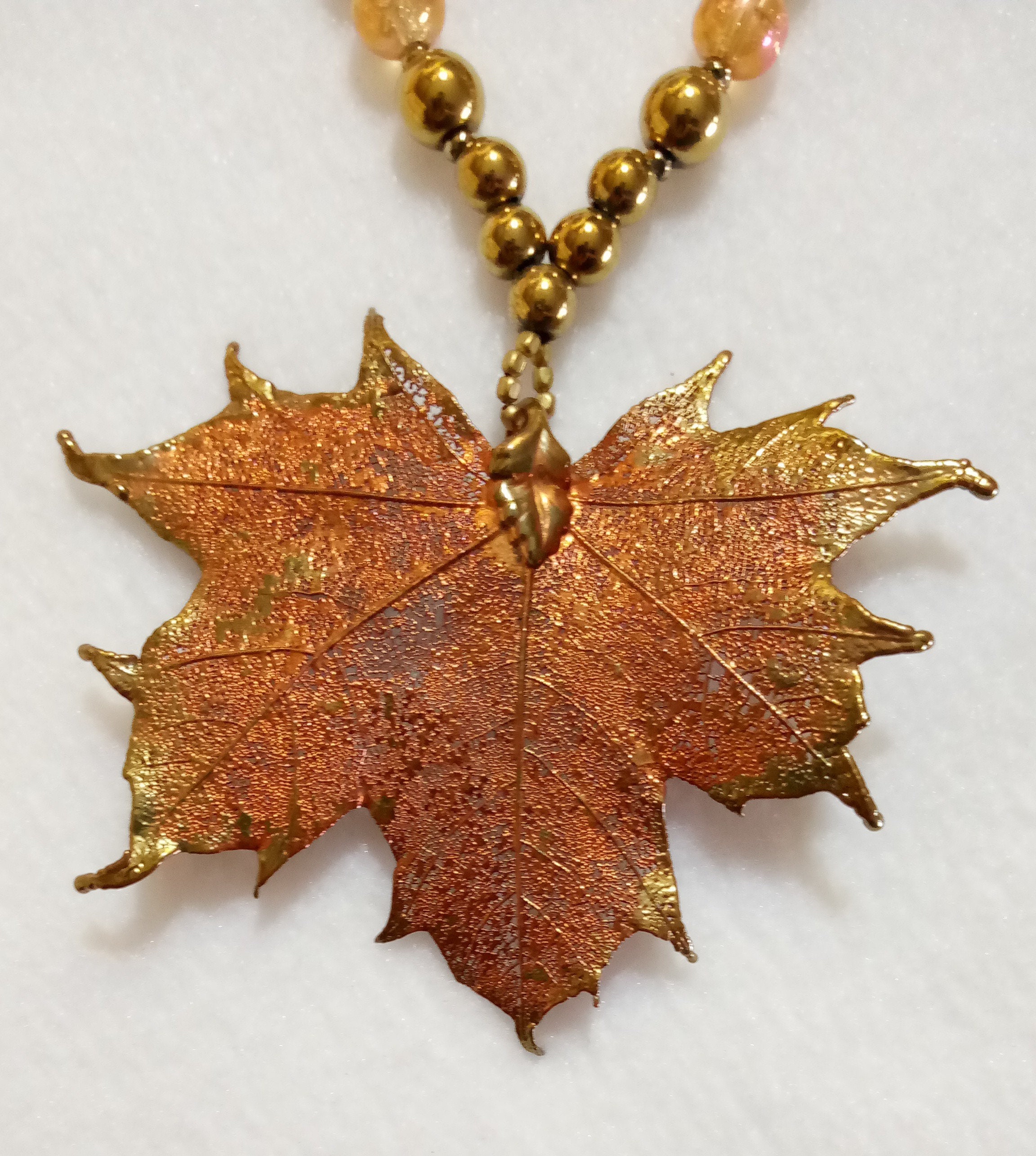 Copper and Gold Electroplated Large Natural Maple Leaf Necklace - Etsy