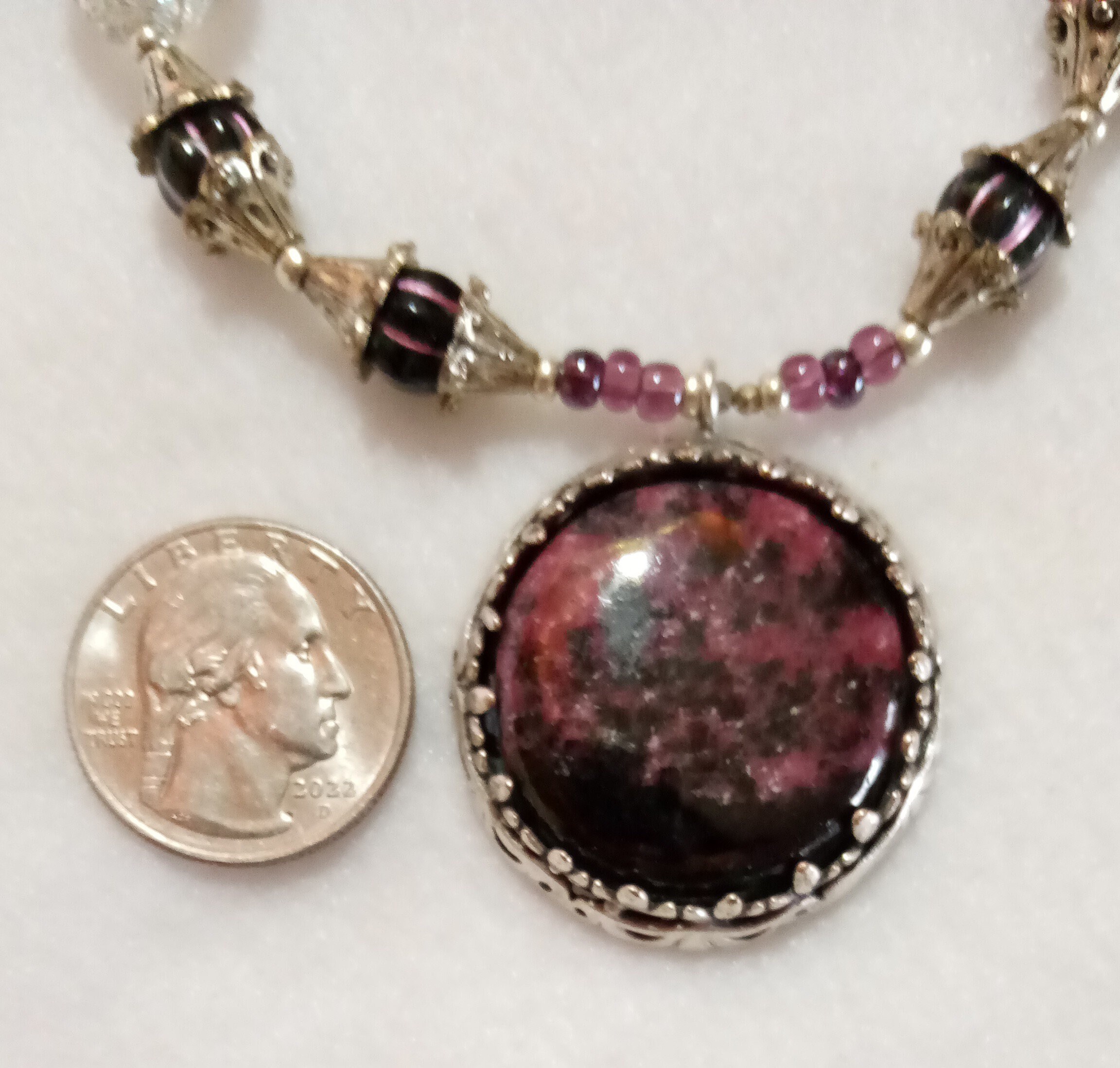 Goth Pinkie Purple and Black Rhodonite Pendant Necklace - Etsy