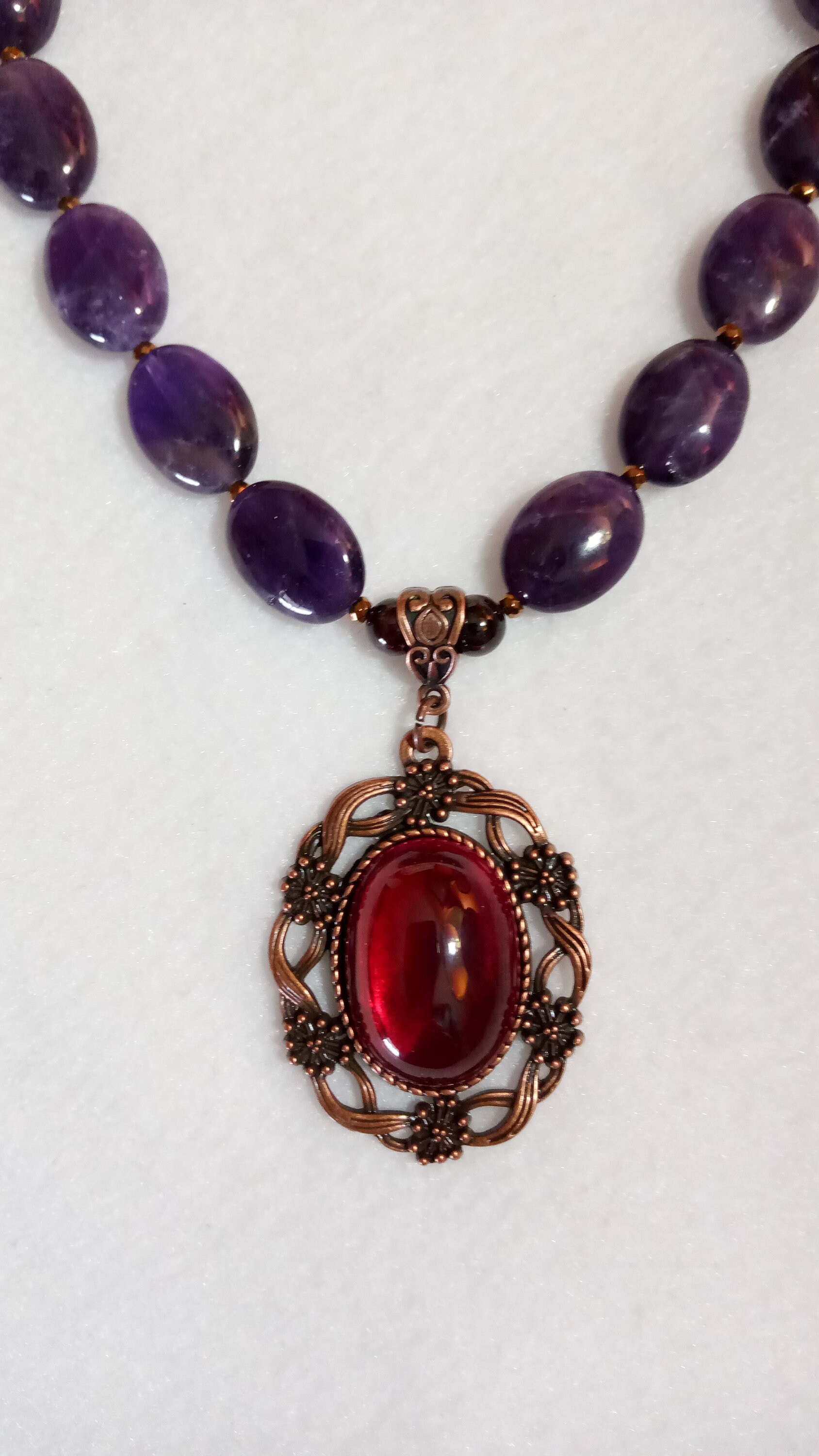 Luscious Red Ruby, Purple Amethyst, Antique Copper Choker - Etsy