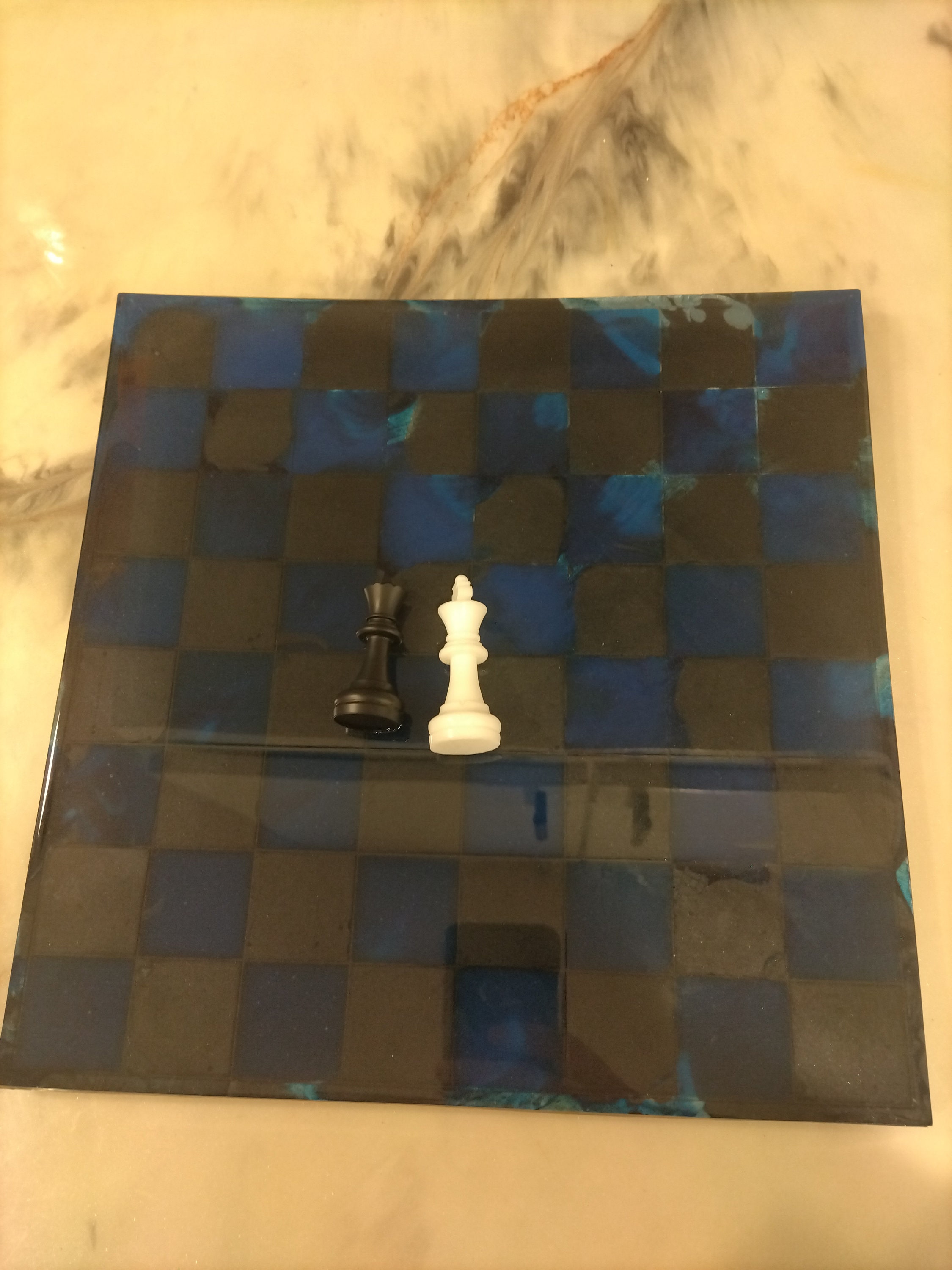 Marbled Chess Set Made From Epoxy Resin by Holt's Custom Creations - Etsy