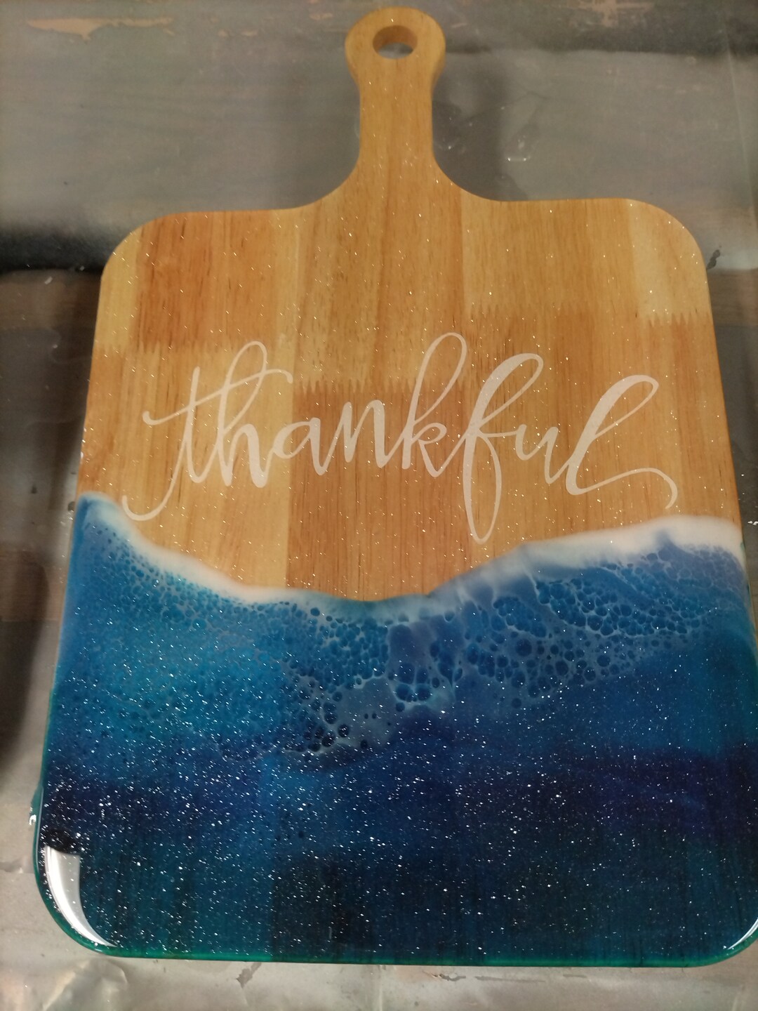 Charcuterie Board With Water Shore Effect Using Epoxy Resin - Etsy