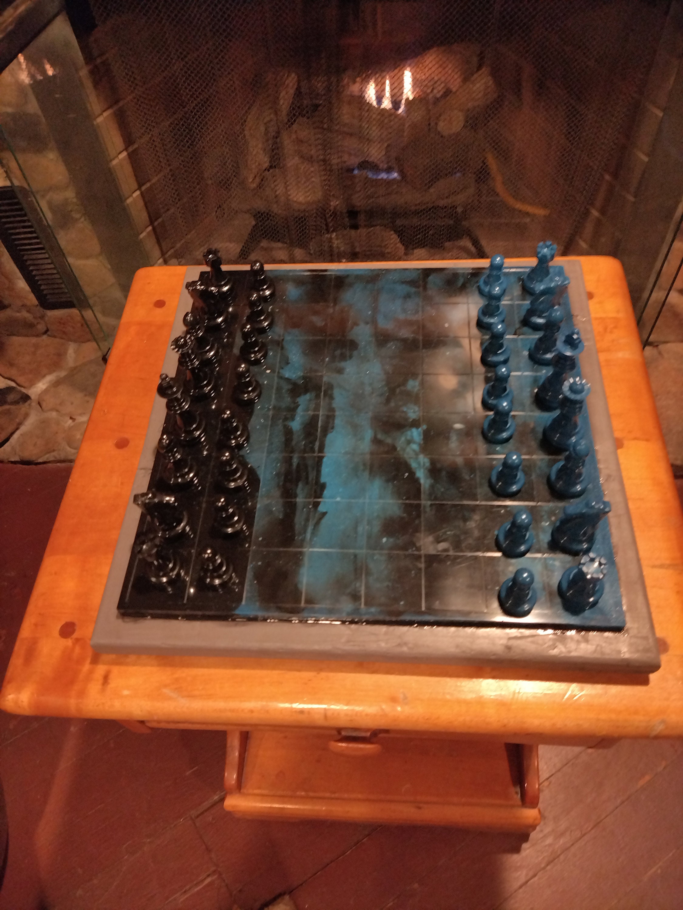Marbled Chess Set Made From Epoxy Resin by Holt's Custom Creations - Etsy