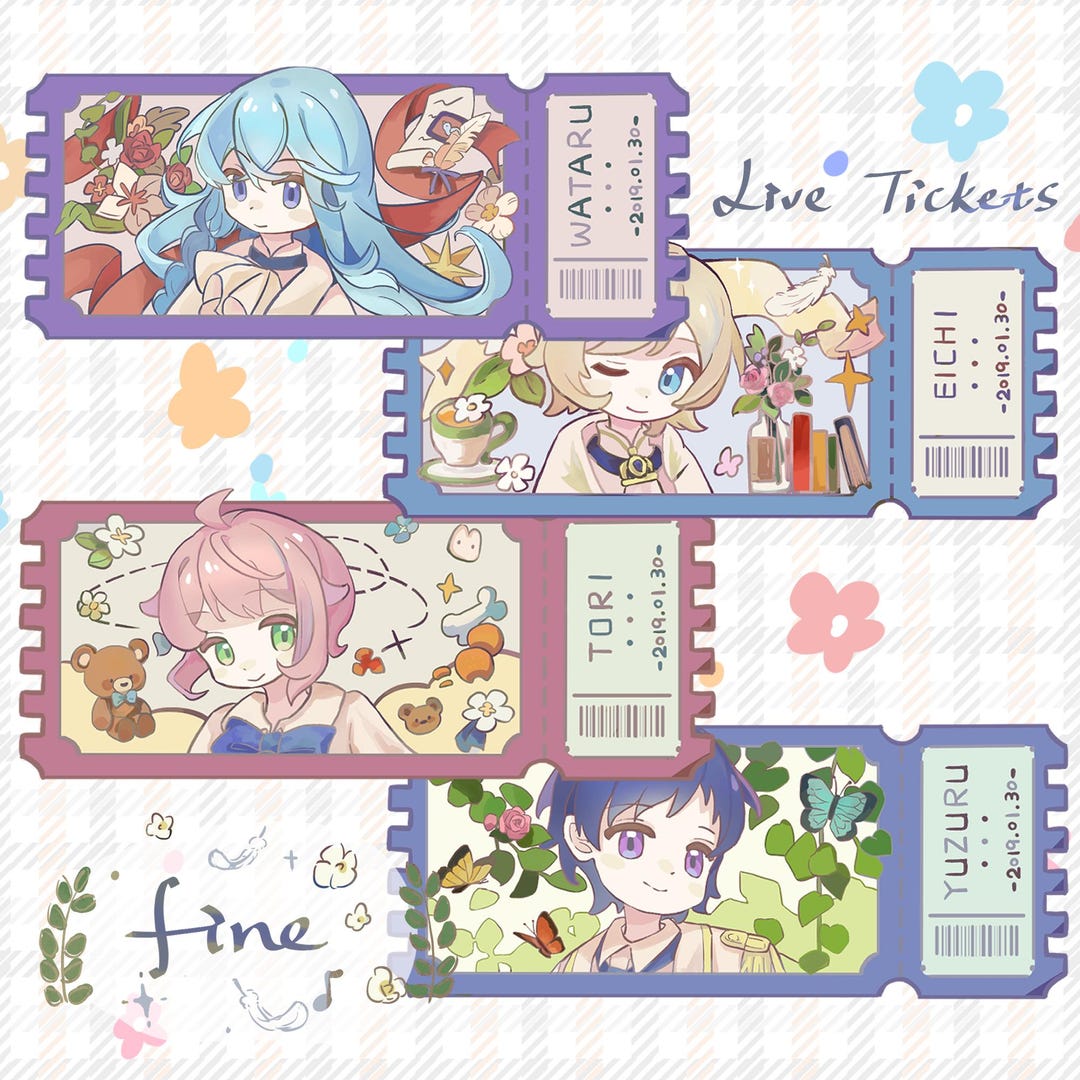 Enstars Fine Live Ticket Sticker Set Game Stickers, Idol Merch, Anime ...