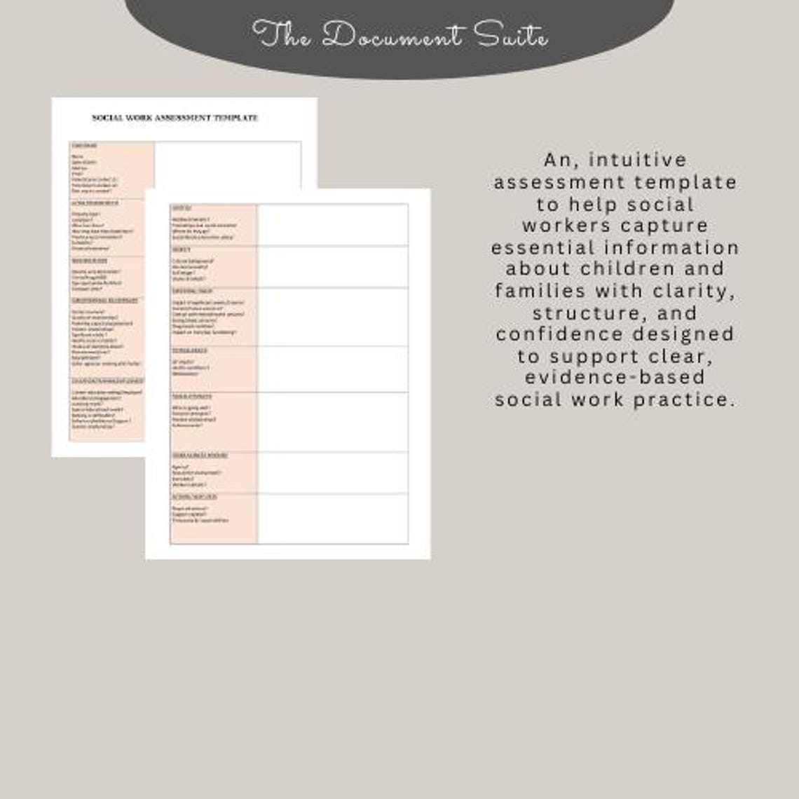 Social Work Assessment Template Tool Pro Forma Notes Guidance Prompts ...