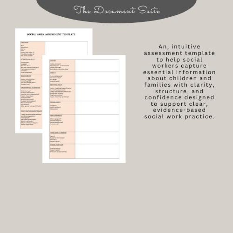 Social Work Assessment Template Tool Pro Forma Notes Guidance Prompts ...